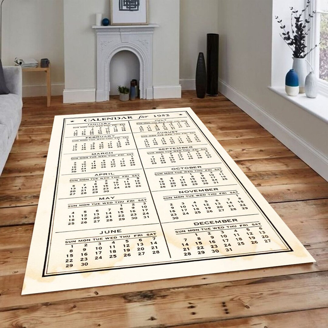 Monthly Calendar Rug,office Rug,living Room Rug,calendar Decor,gift for ...