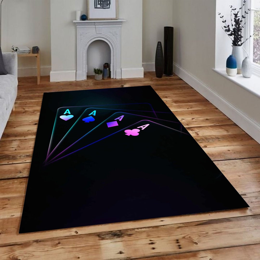 Poker Ace Cards Rug: Game Room Decor, Casino Theme - Etsy