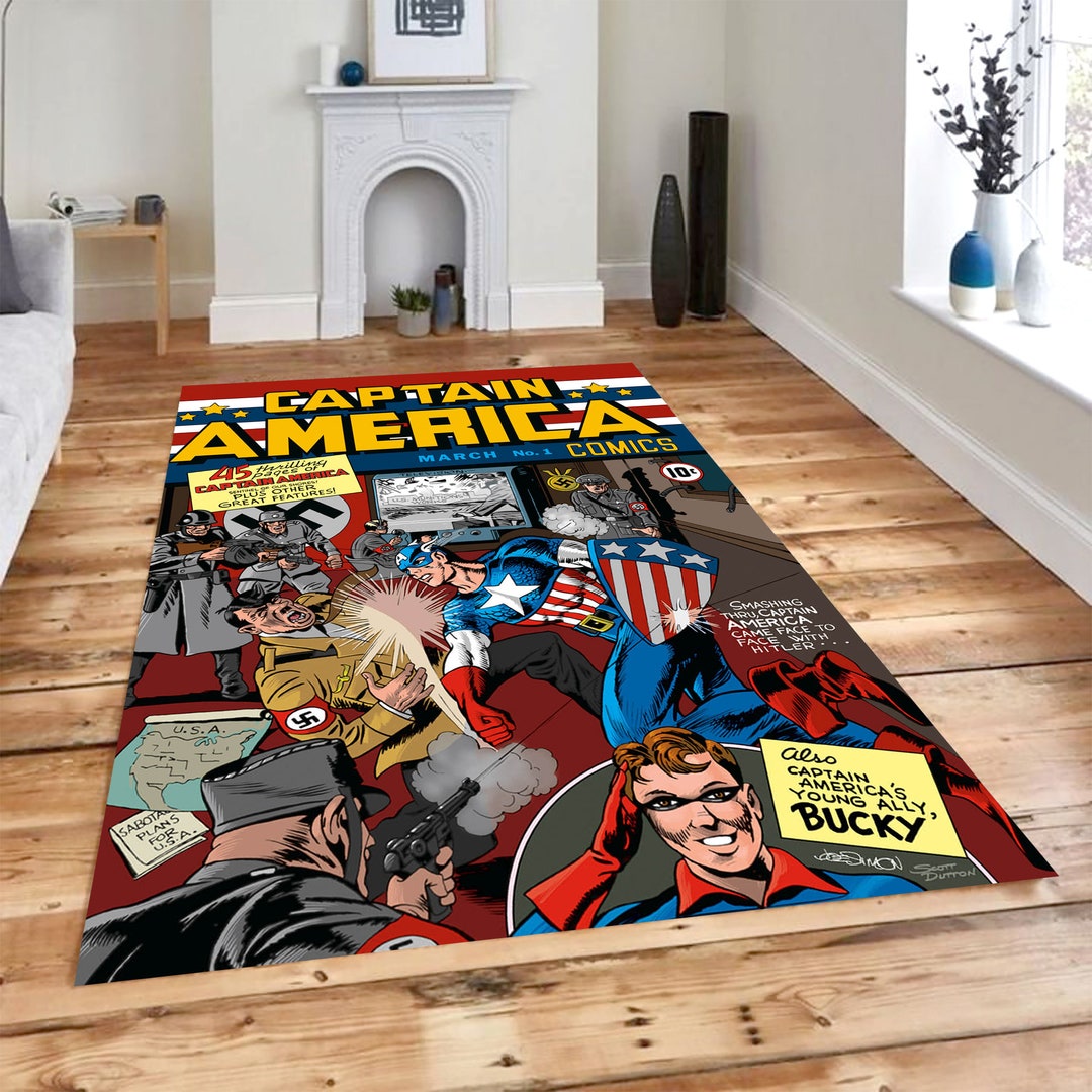 Captain America Rug,captain America Decor,kids Room Rug,modern Rug ...