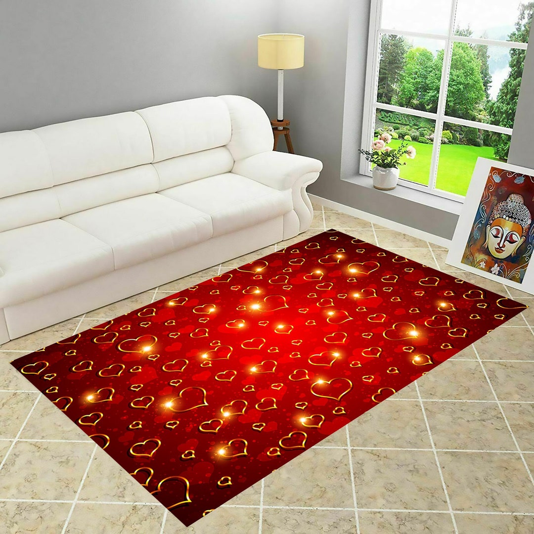 Red Heart Rug,home Decoration,red Heart Patterned Rug,non Slip Rug ...