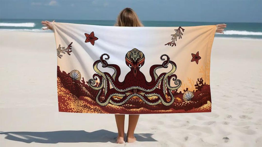 Octopus Towel Set - Pattern Towel - Custom Beach Towel - Beach Towel ...