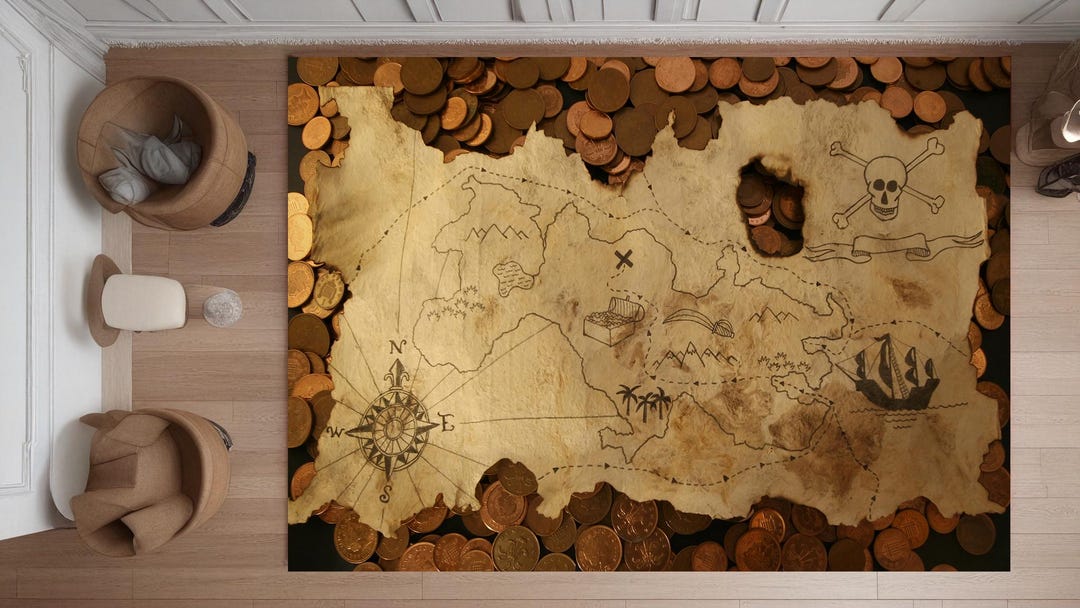 Pirate,pirate Map,personalized Rug,themed Rug,custom Area Rug,living ...