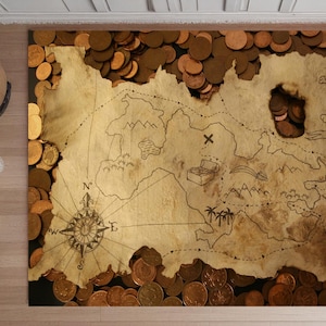 Pirate,pirate Map,personalized Rug,themed Rug,custom Area Rug,living ...