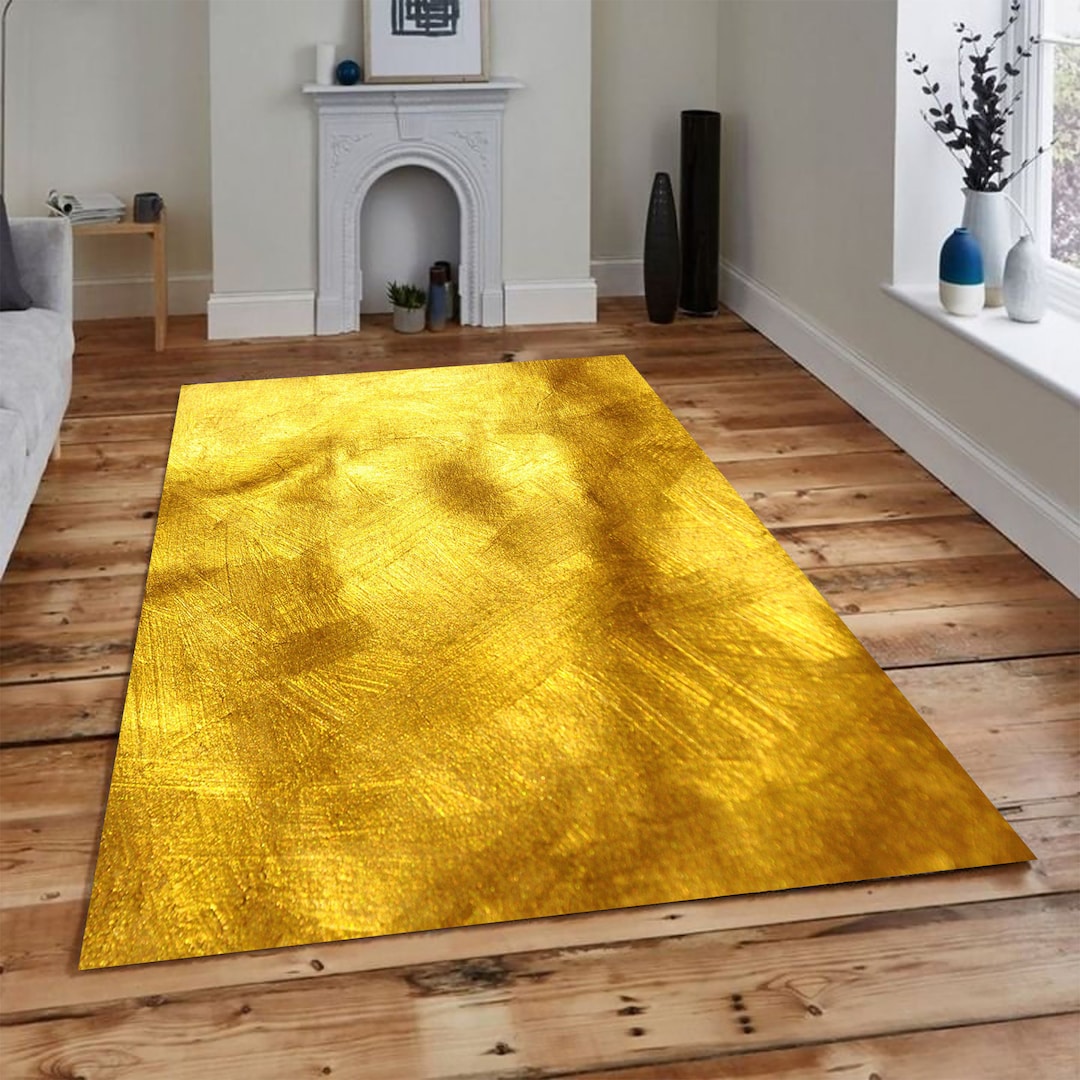 Golden Rug,Home Decoration Rug, Gift for Her, Living Room Rug, Modern ...