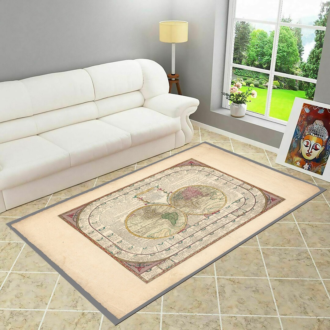 World Rug, World Map Rug, World Pattern, Themed Rug, Living Room Rug ...