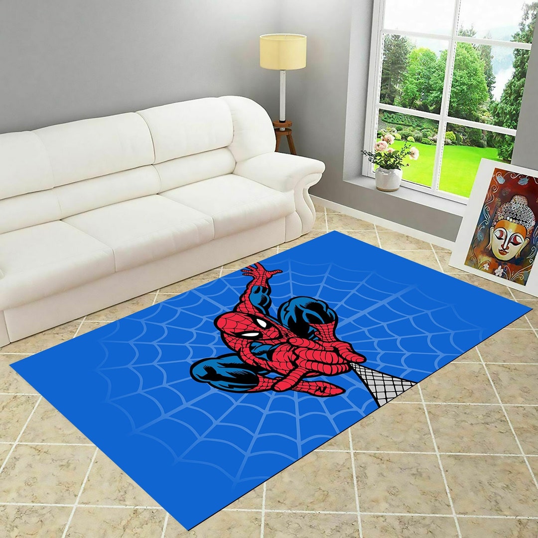 Spiderman,spiderman Decor,blue Rug,boys Room Rug,kids Room Rug,gift for ...