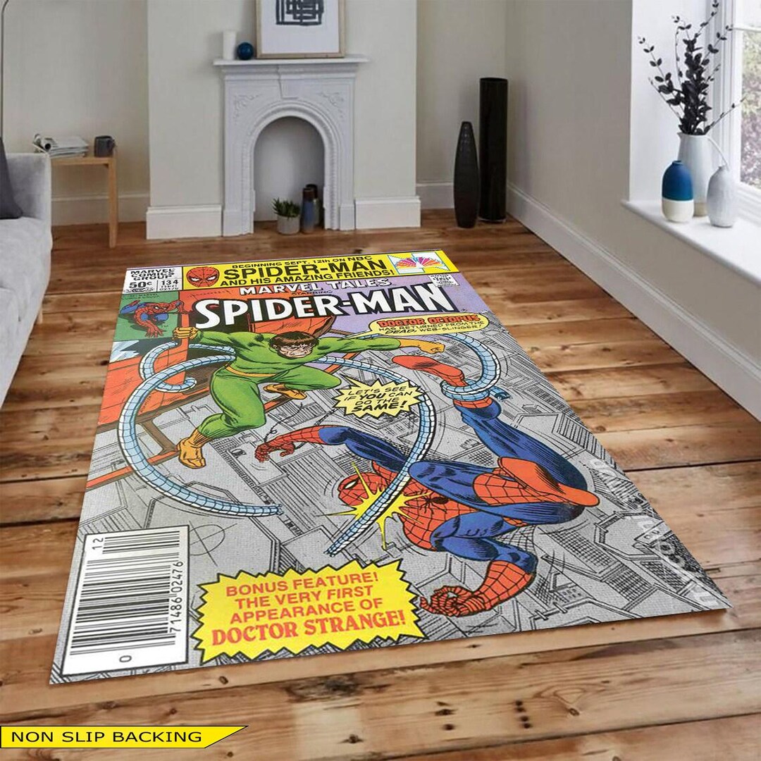 Spiderman Comics Rug: Non-slip Kids Room Decor,marvel Spider-man Carpet ...
