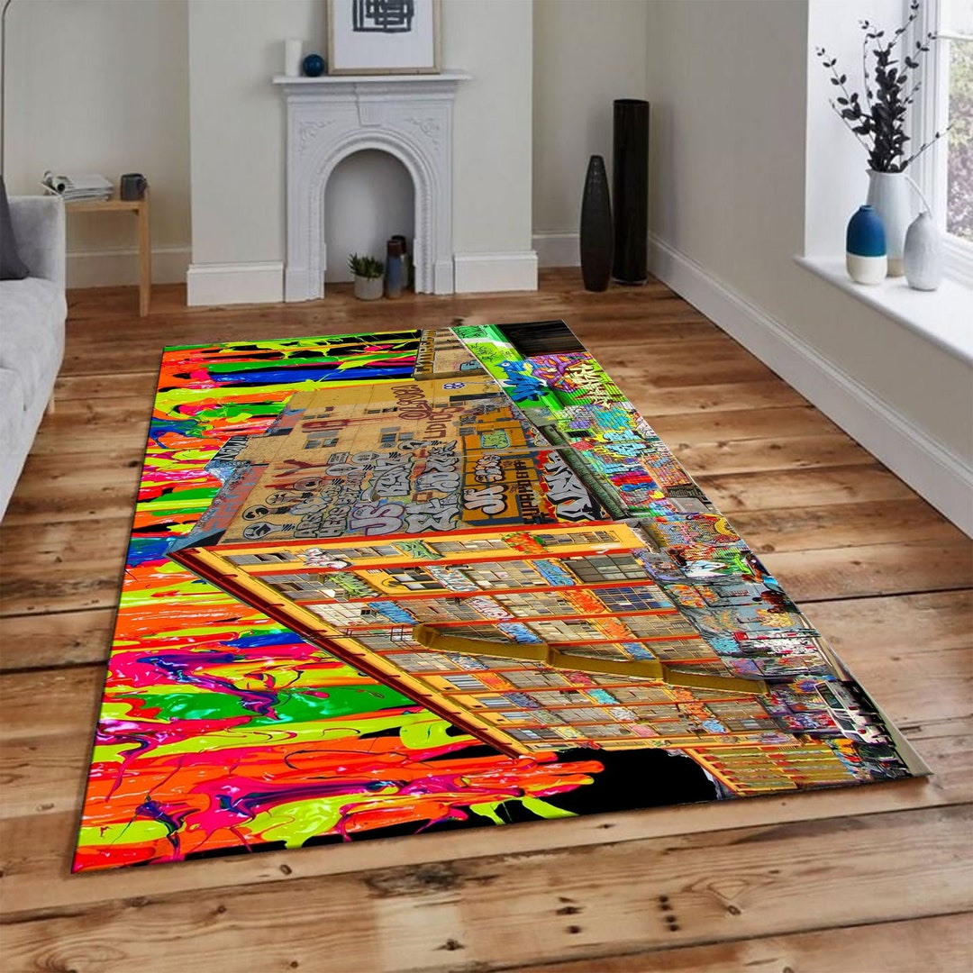 Graffiti Rug,modern Room Rug,graffiti Patterned Rug,decoración Del ...