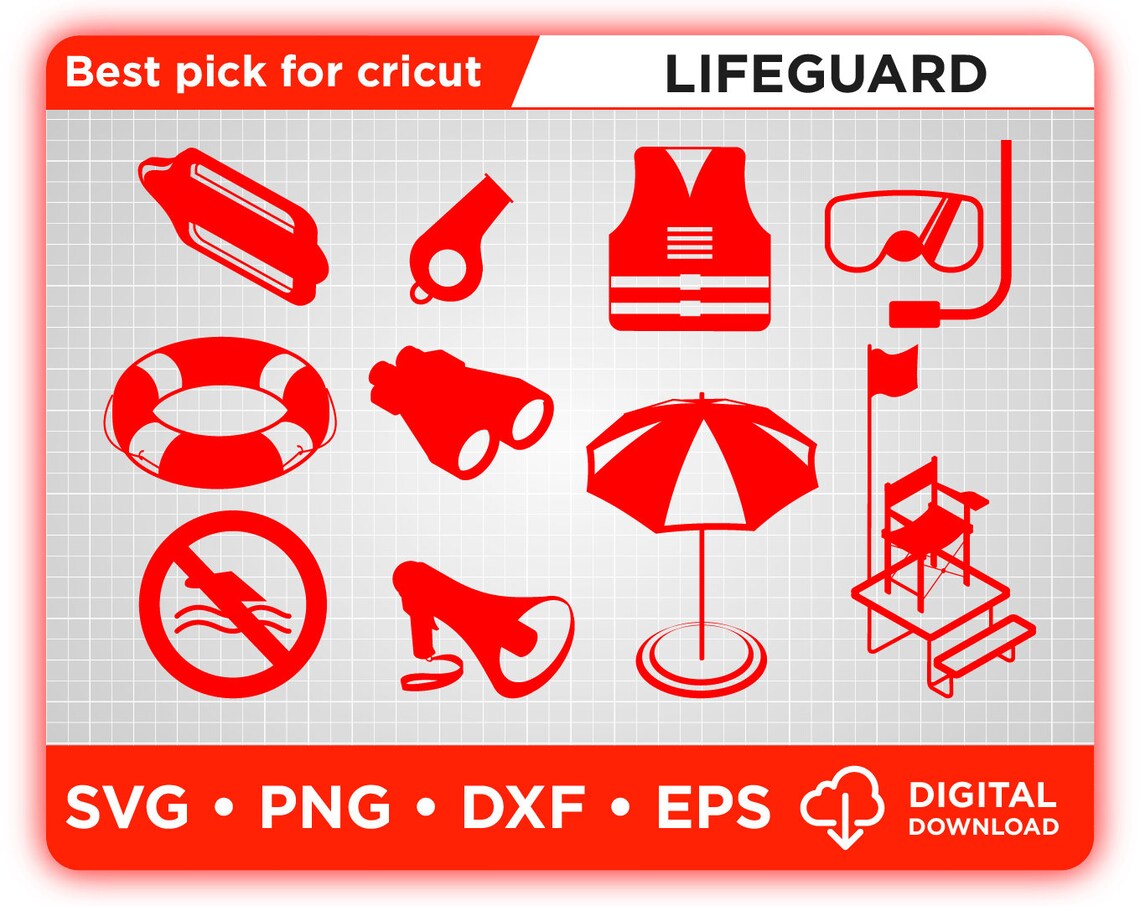 Lifeguard SVG Bundle Life Guard Svg Files for Cricut Red - Etsy