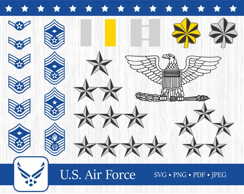 Mega Bundle Military ranks svg Army rank Air Force ranks - Etsy México