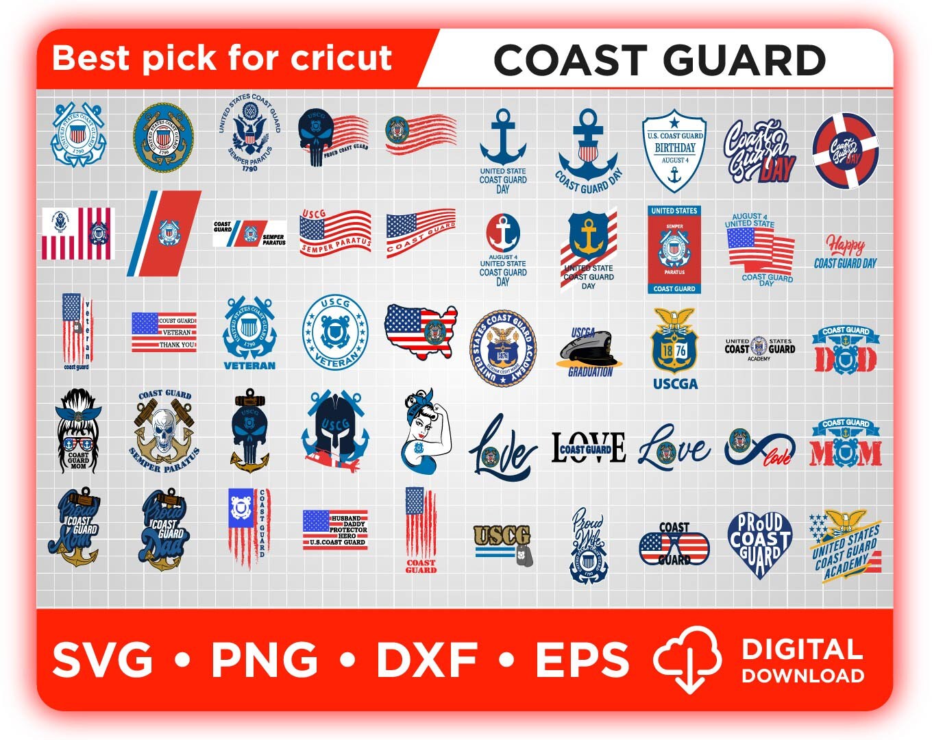 Craft Supplies & Tools Embellishments Papercraft US Coast Guard Veteran ...