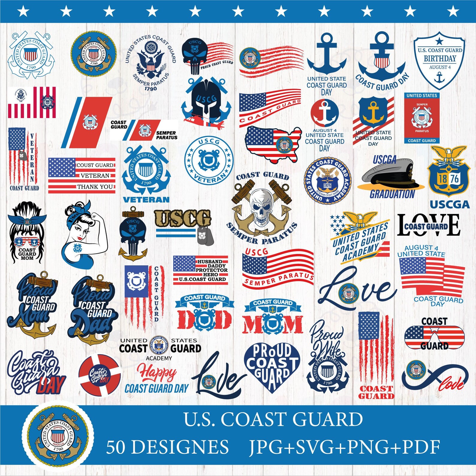 Coast Guard Logo Svg Coast Guard Bundle US Coast Guards Logo | Etsy