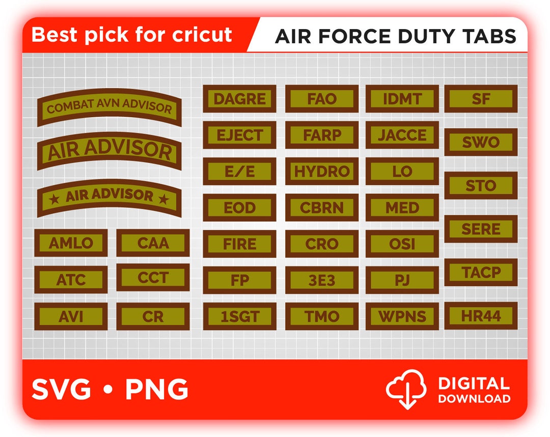 Duty Tabs Air Force Bundle Svg Military SVG Combat Aviation - Etsy