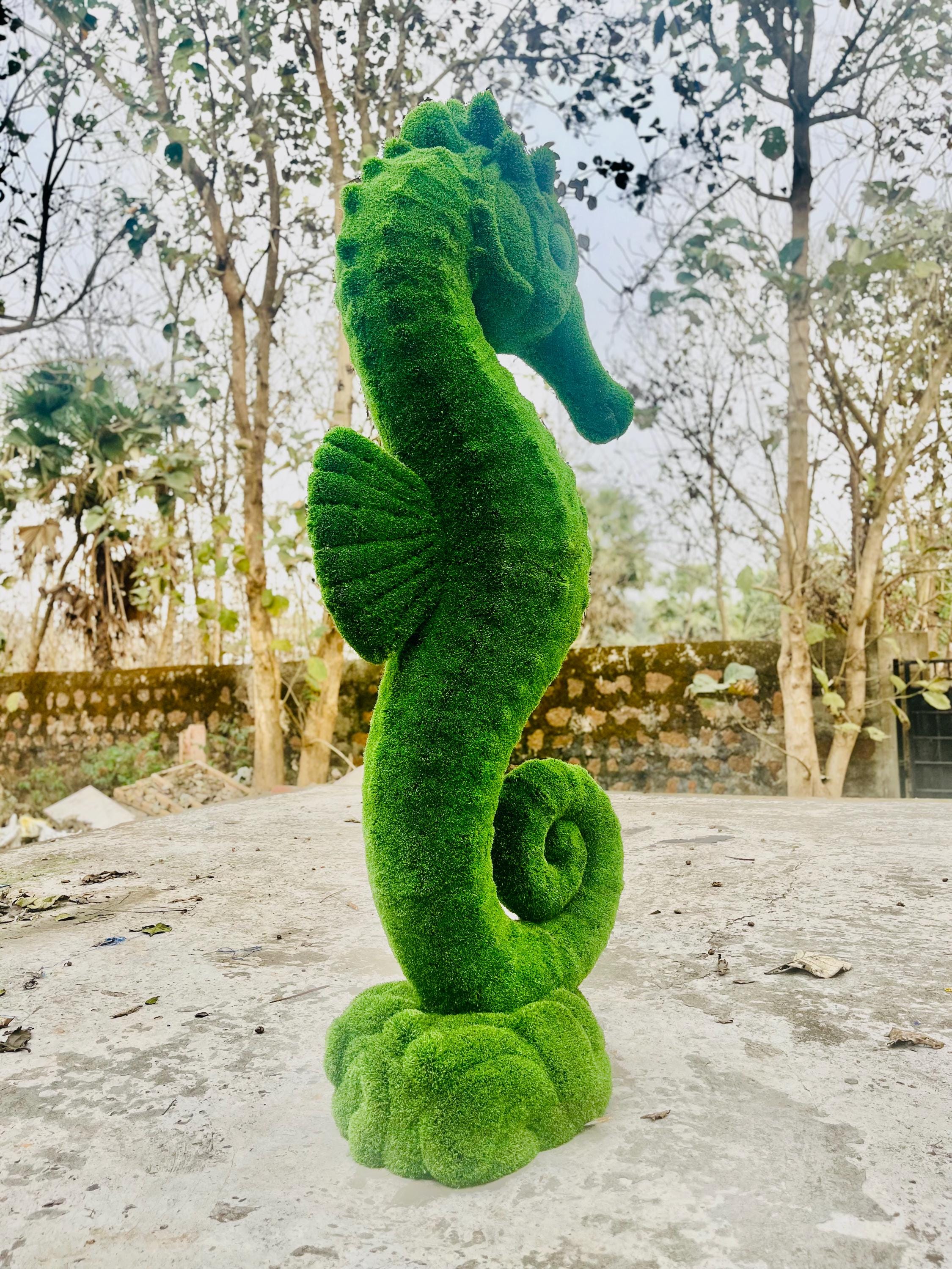Green Sea Horse Topiary: Fiberglass & Artificial Turf, Garden Decor - Etsy