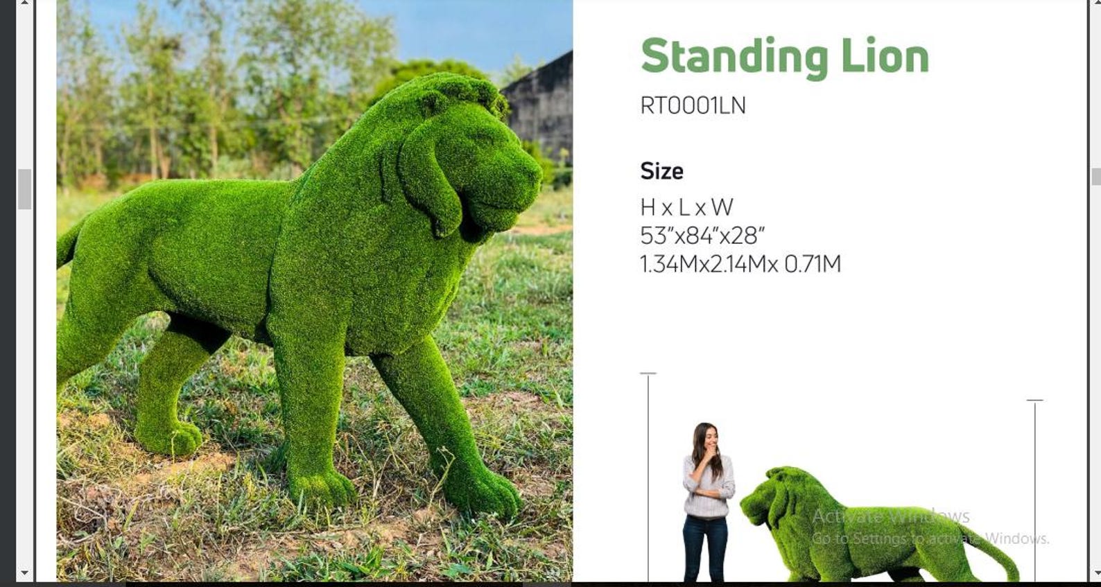 Animal Topiary Green Standing Lion is Made of Fibreglass and Artificial ...