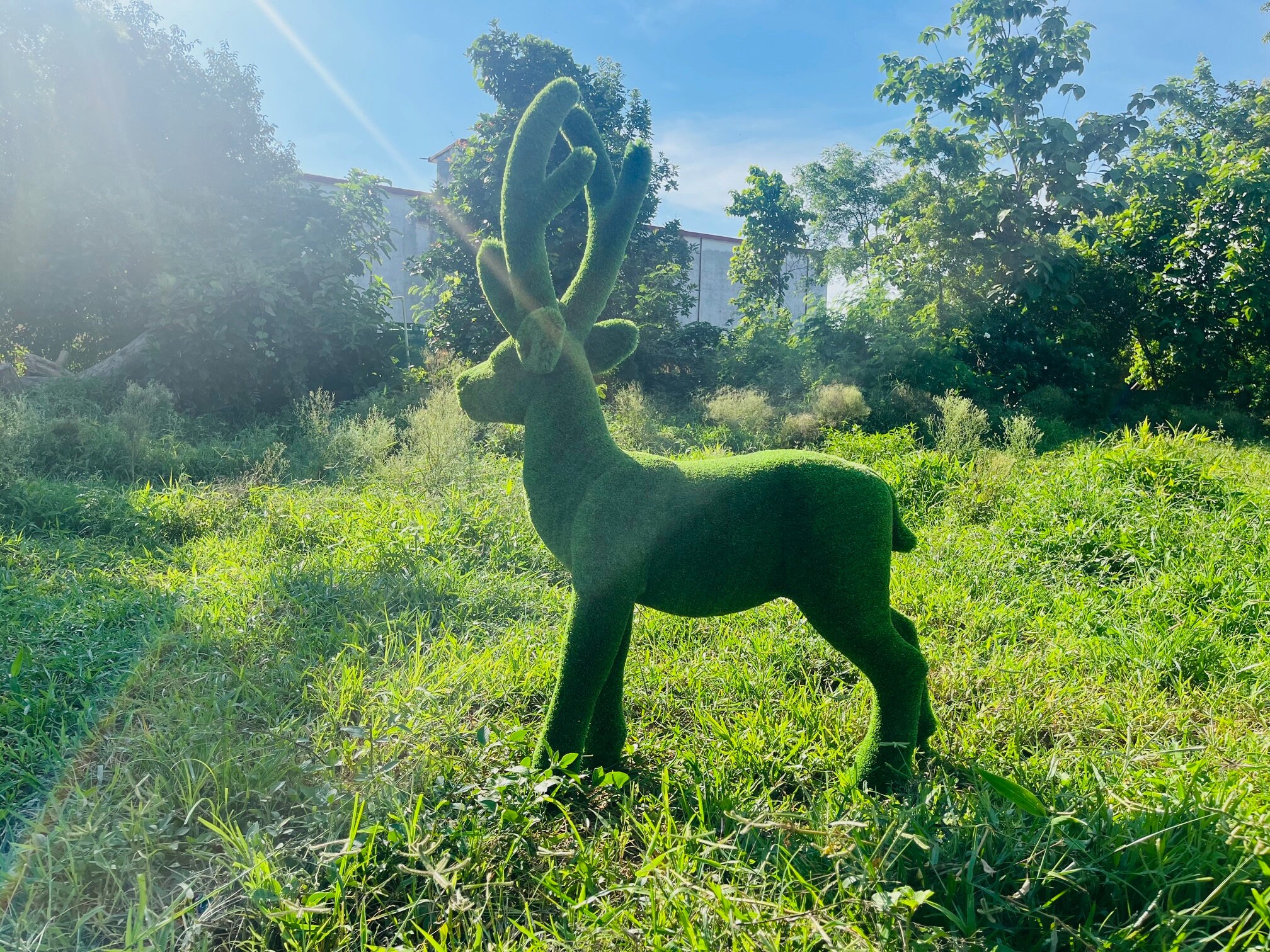 Animal Topiary Green Deer is Made of Fibreglass and Artificial Turf for ...