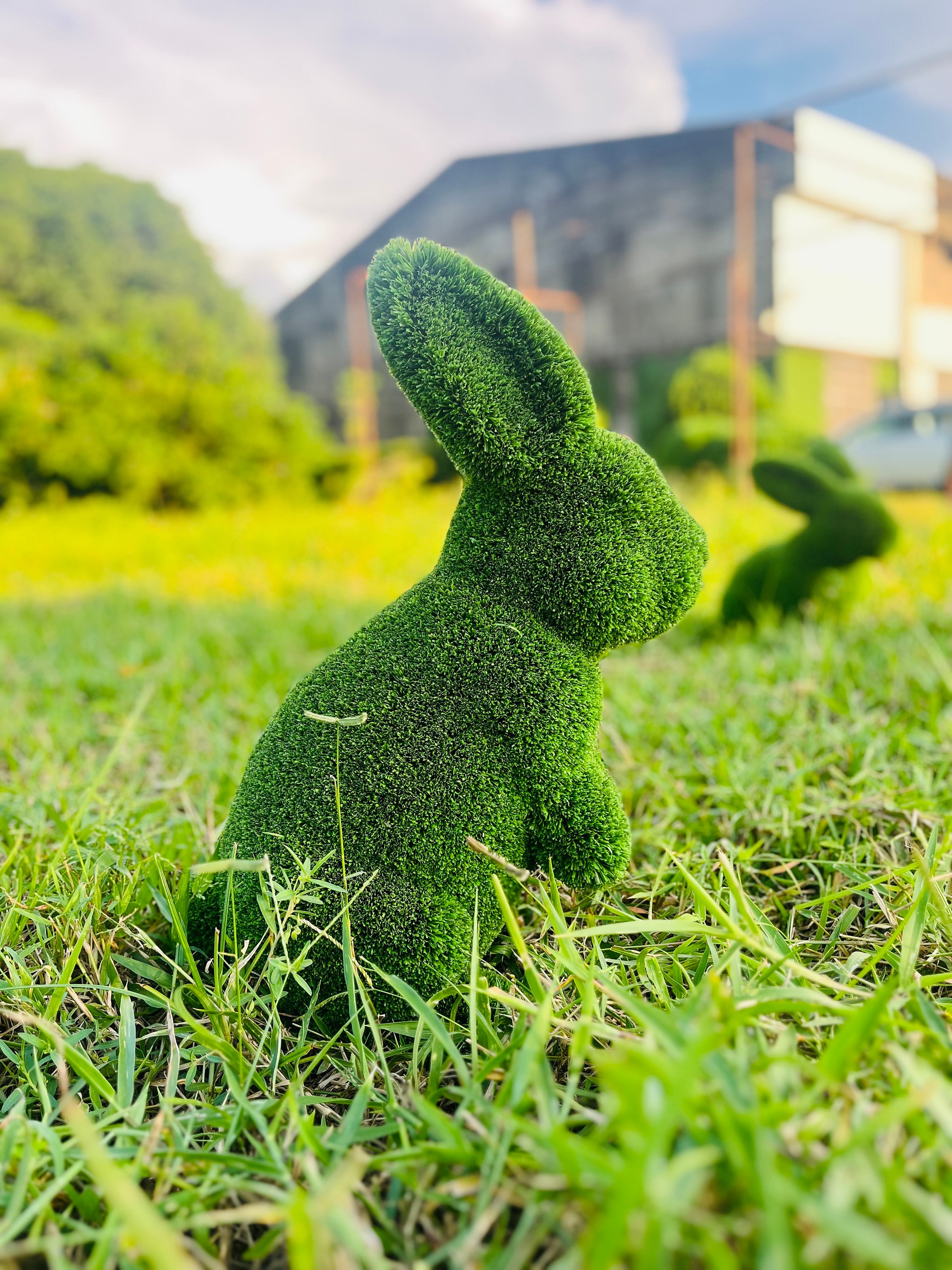 Green Rabbit Topiary: Fiberglass Artificial Turf Garden Decor - Etsy