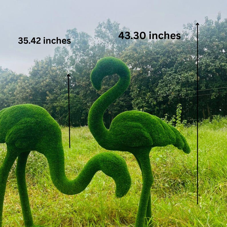 Animal Topiary Green Flamingo Pair is Made of Fibreglass and Artificial ...