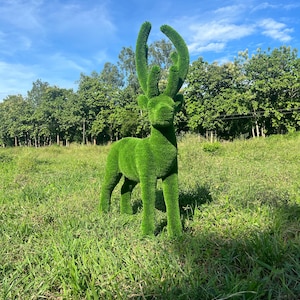 Animal Topiary Green Deer is Made of Fibreglass and Artificial Turf for ...