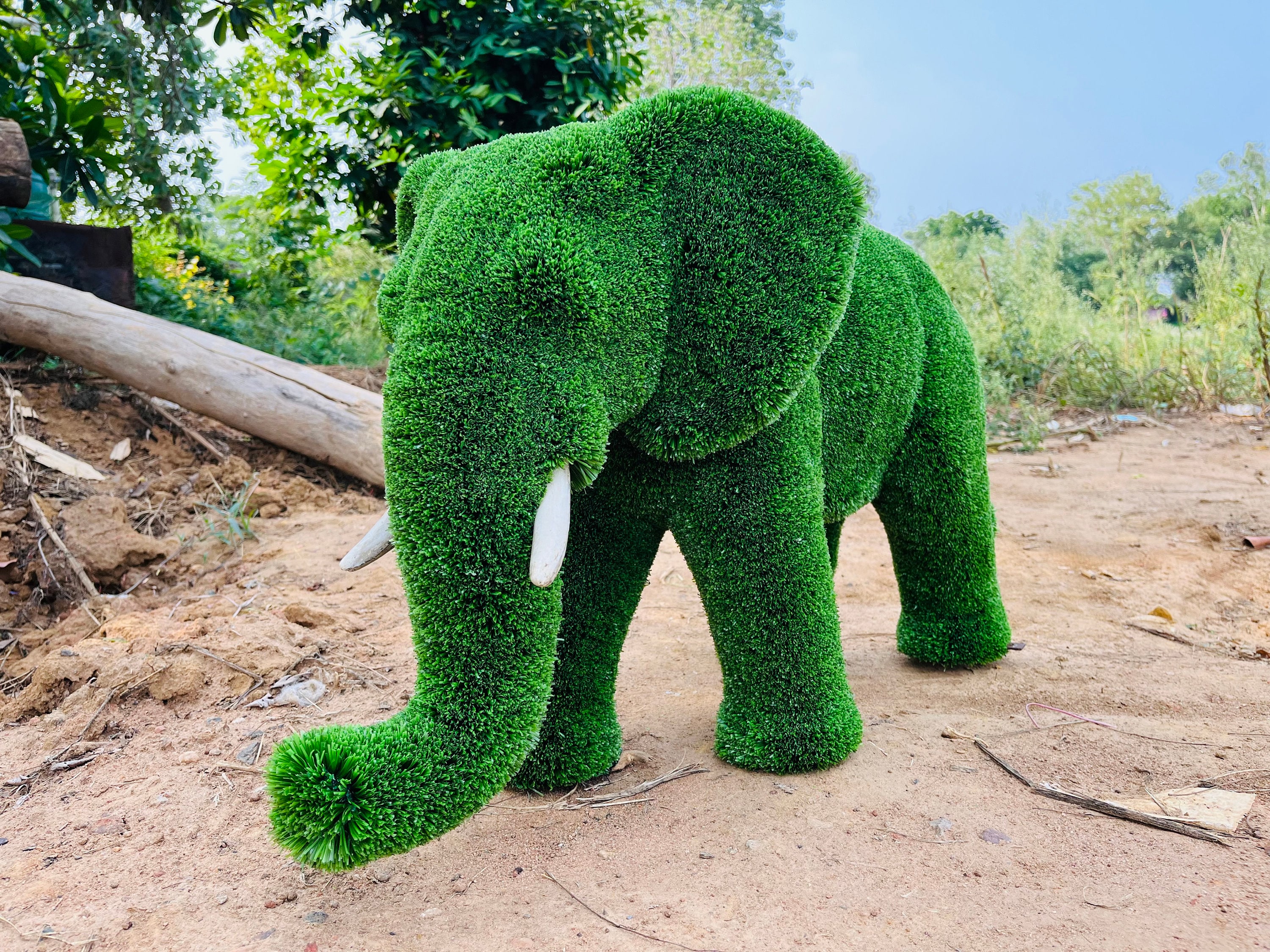 Miniature Green Elephant Topiary: Fiberglass & Artificial Turf Garden ...