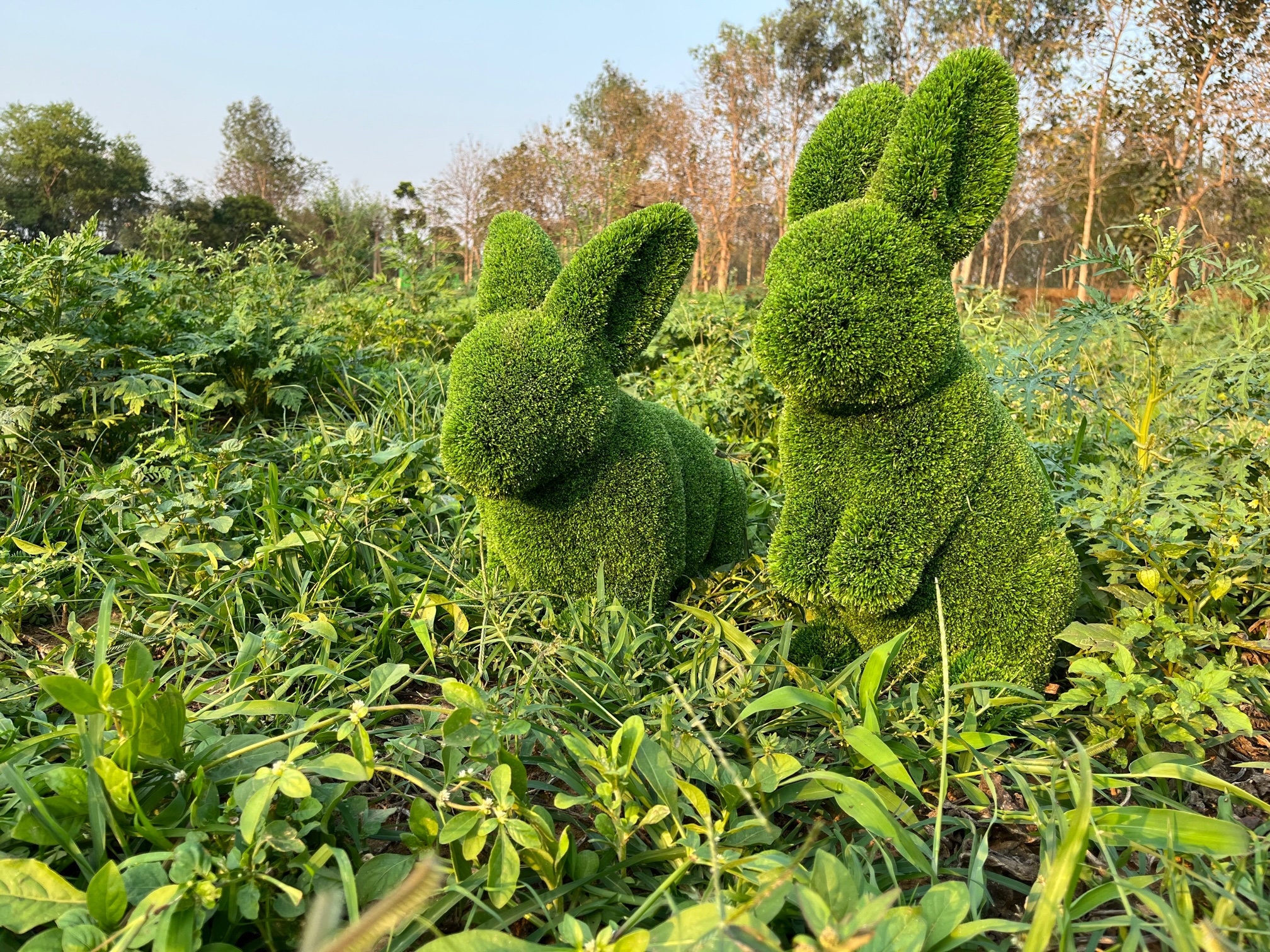 Green Rabbit Topiary: Fiberglass Artificial Turf Garden Decor - Etsy