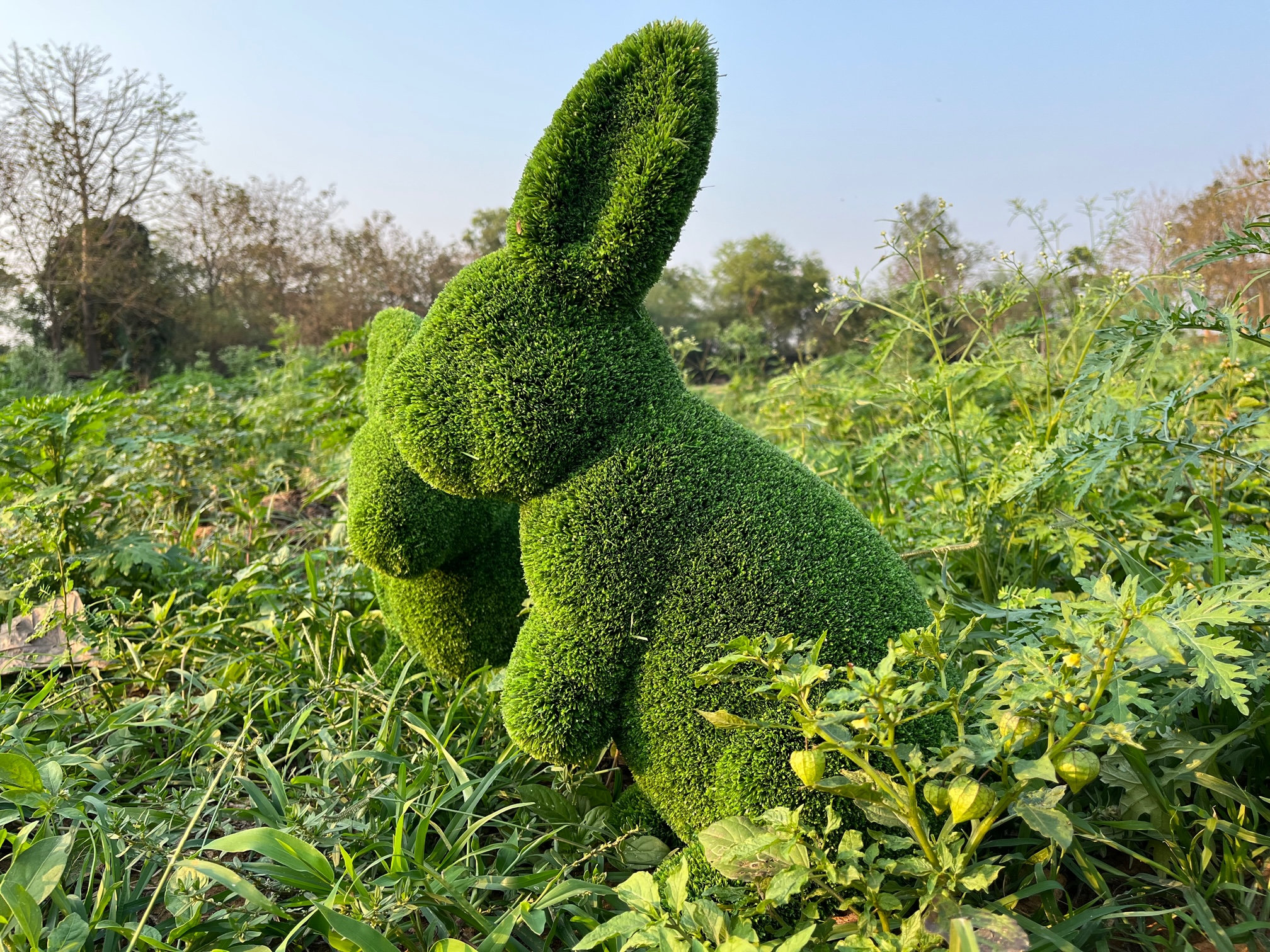Animal Topiary Green Rabbit Topiary is Made of Fibreglass and ...