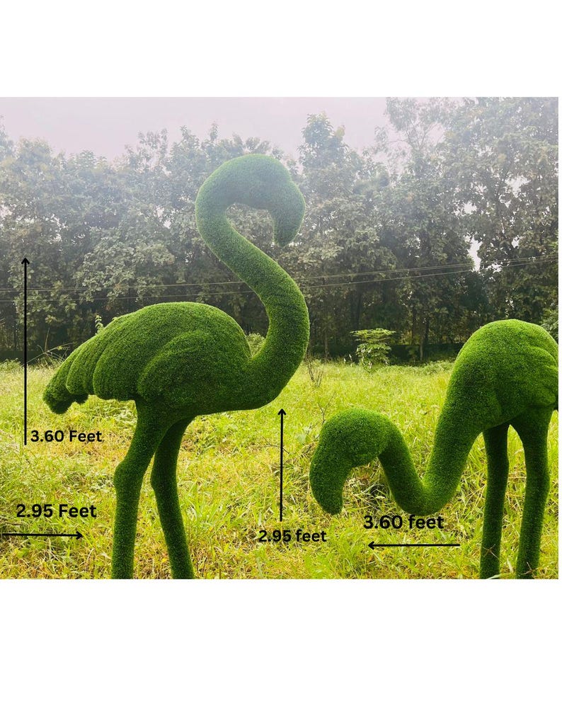 Animal Topiary Green Flamingo Pair is Made of Fibreglass and Artificial ...