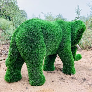 Miniature Green Elephant Topiary: Fiberglass & Artificial Turf Garden ...