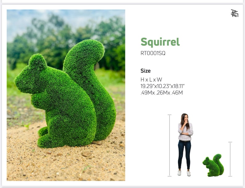 Animal Topiary Green Squirrel is Made of Fibreglass and Artificial Turf ...