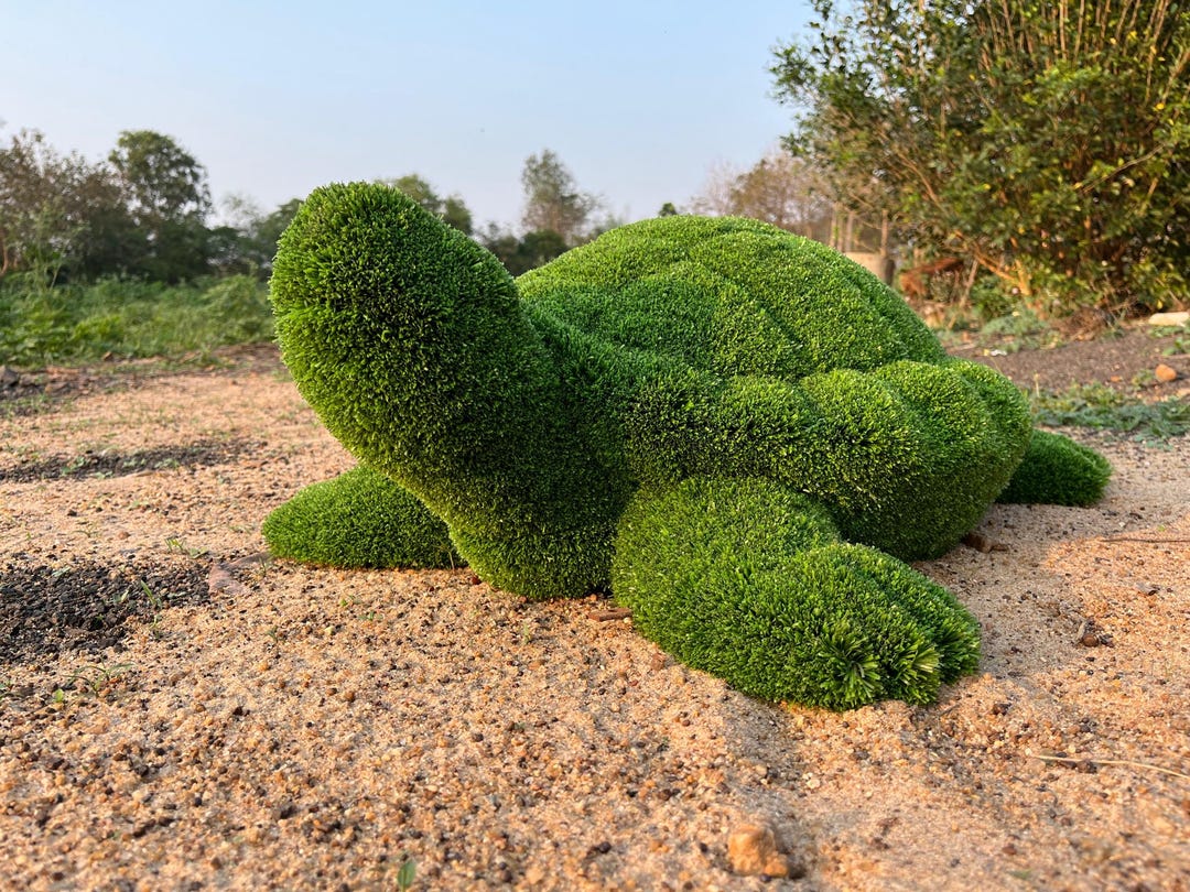 Handmade Artificial Turf Turtle Topiary: Fiberglass Garden Decor - Etsy