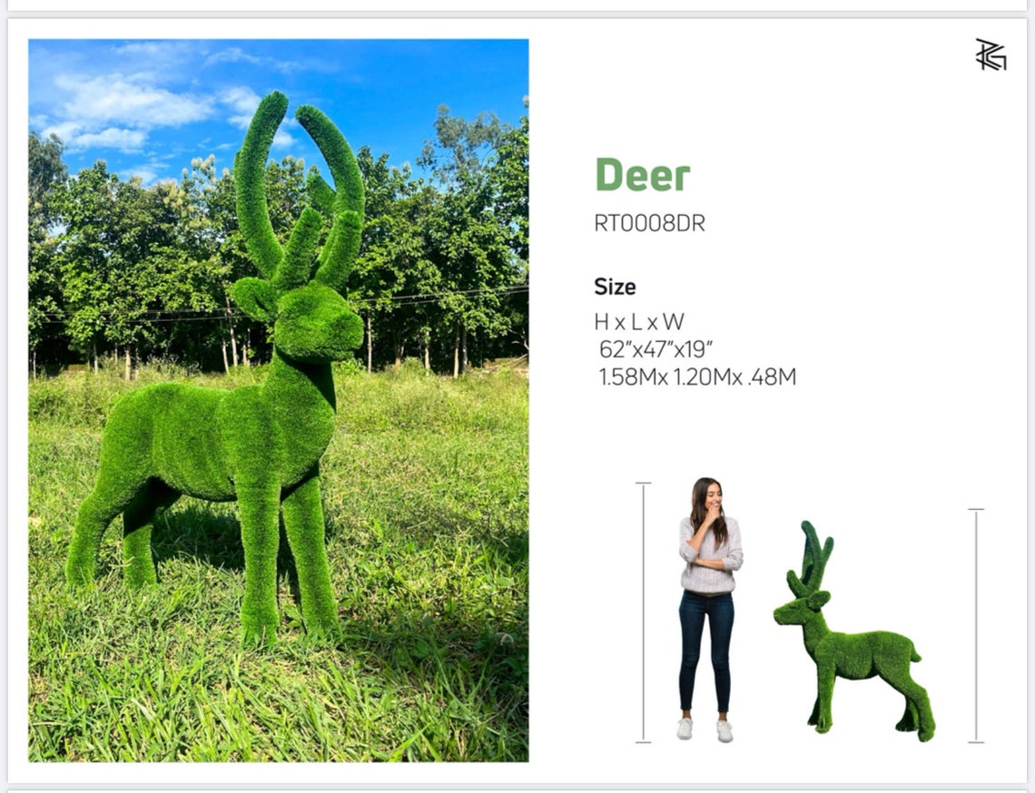Animal Topiary Green Deer is Made of Fibreglass and Artificial Turf for ...