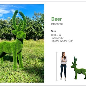 Animal Topiary Green Deer is Made of Fibreglass and Artificial Turf for ...