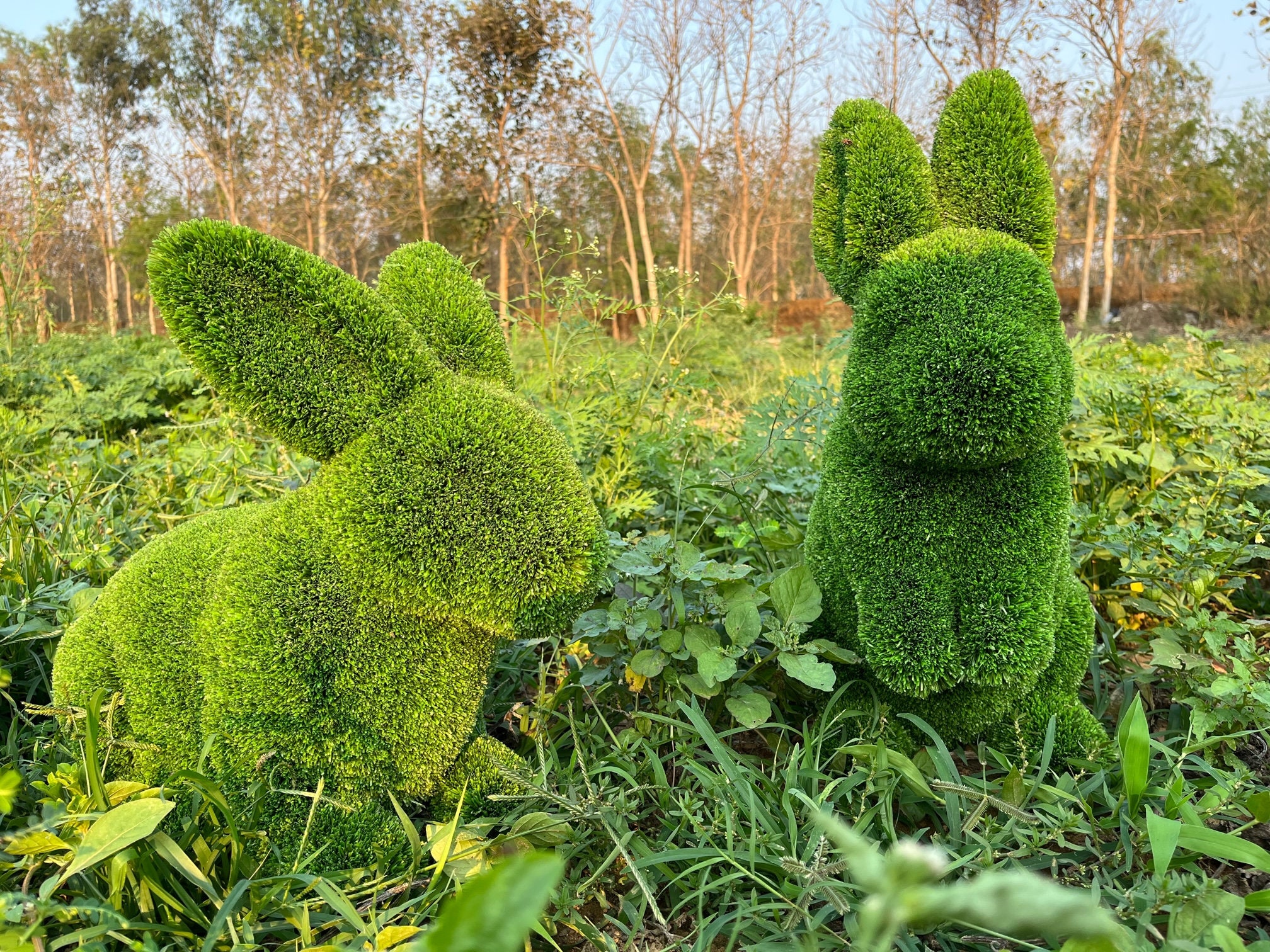 Green Rabbit Topiary: Fiberglass Artificial Turf Garden Decor - Etsy