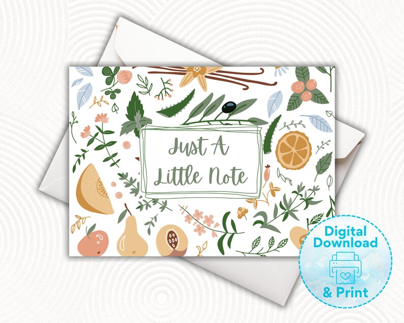 Juicy Little Note Printable 7x5 Note Card | Set of 3 Blank Inside ...
