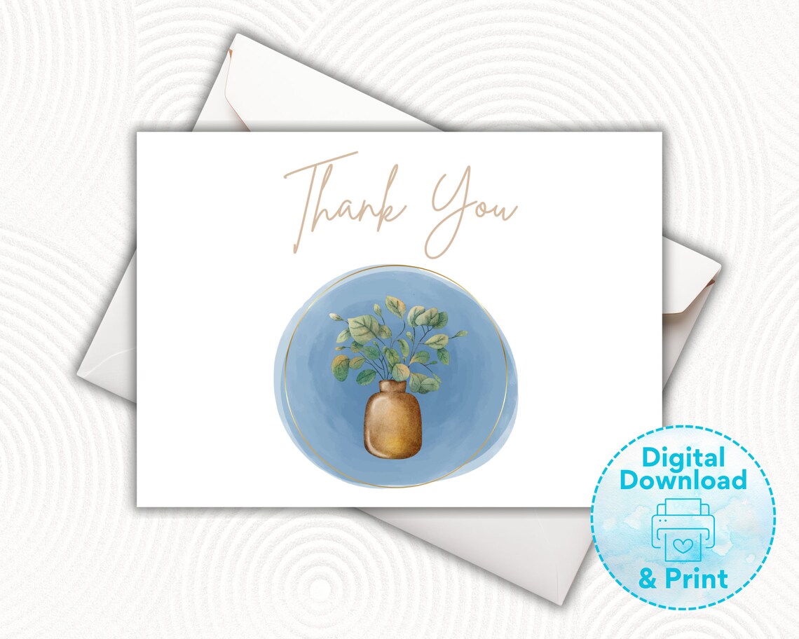 Simply Botanical Printable 7x5 Watercolor Thank You Note Card Set of 3 ...