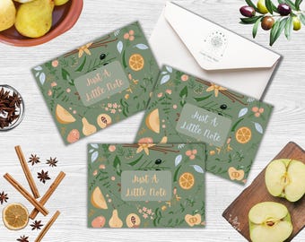 Juicy Little Note Printable 7x5 Note Card | Set of 3 Blank Inside ...