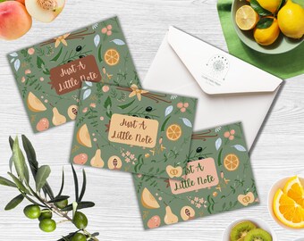Juicy Little Note Printable 7x5 Note Card | Set of 3 Blank Inside ...