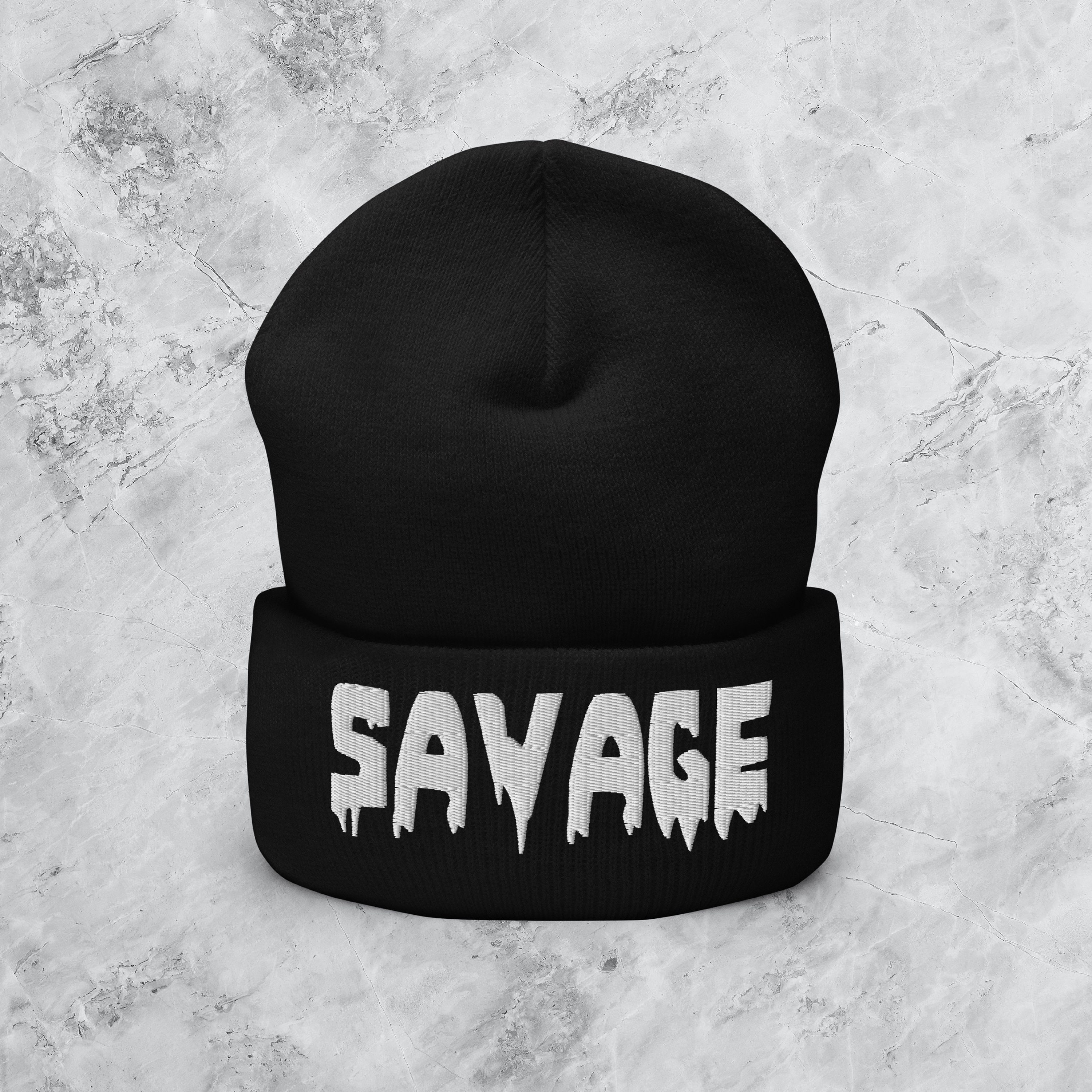 Savage Cuffed Beanie Streetwear, Fashion, Dark Aesthetic, Goth, Emo ...
