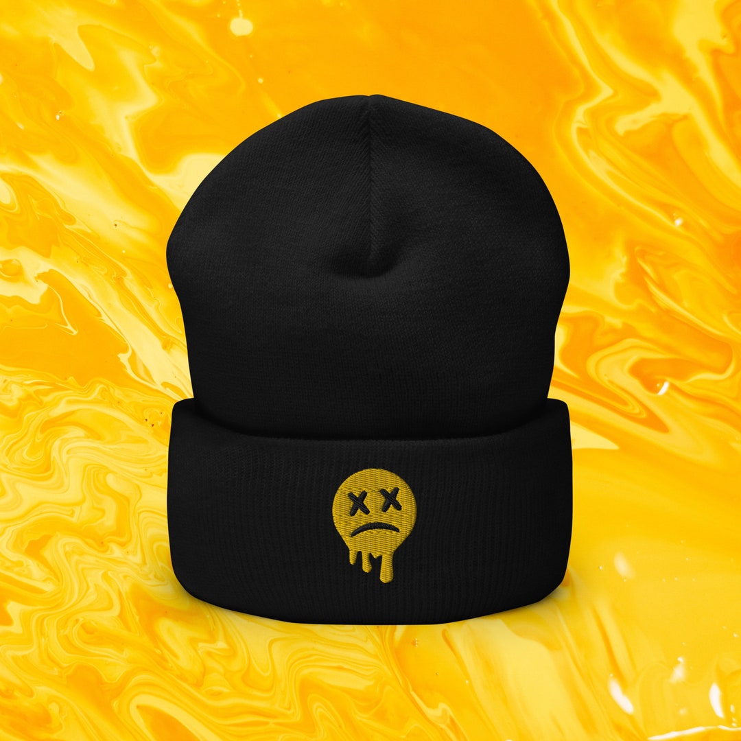 Dripping Smiley Face Beanie | Dark Streetwear Fashion Goth Emo Punk ...
