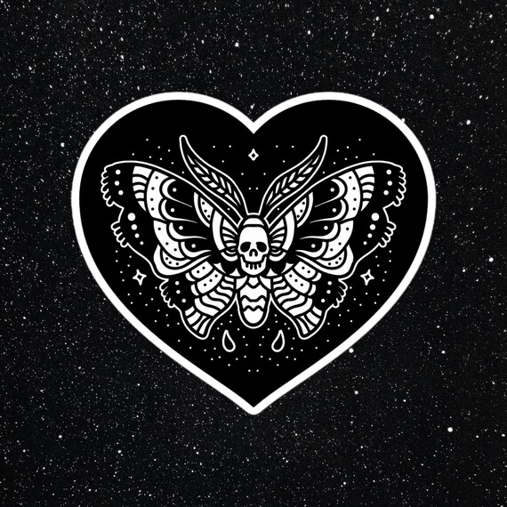Skull Moth Sticker Goth Emo Dark Aesthetic Stickers for - Etsy