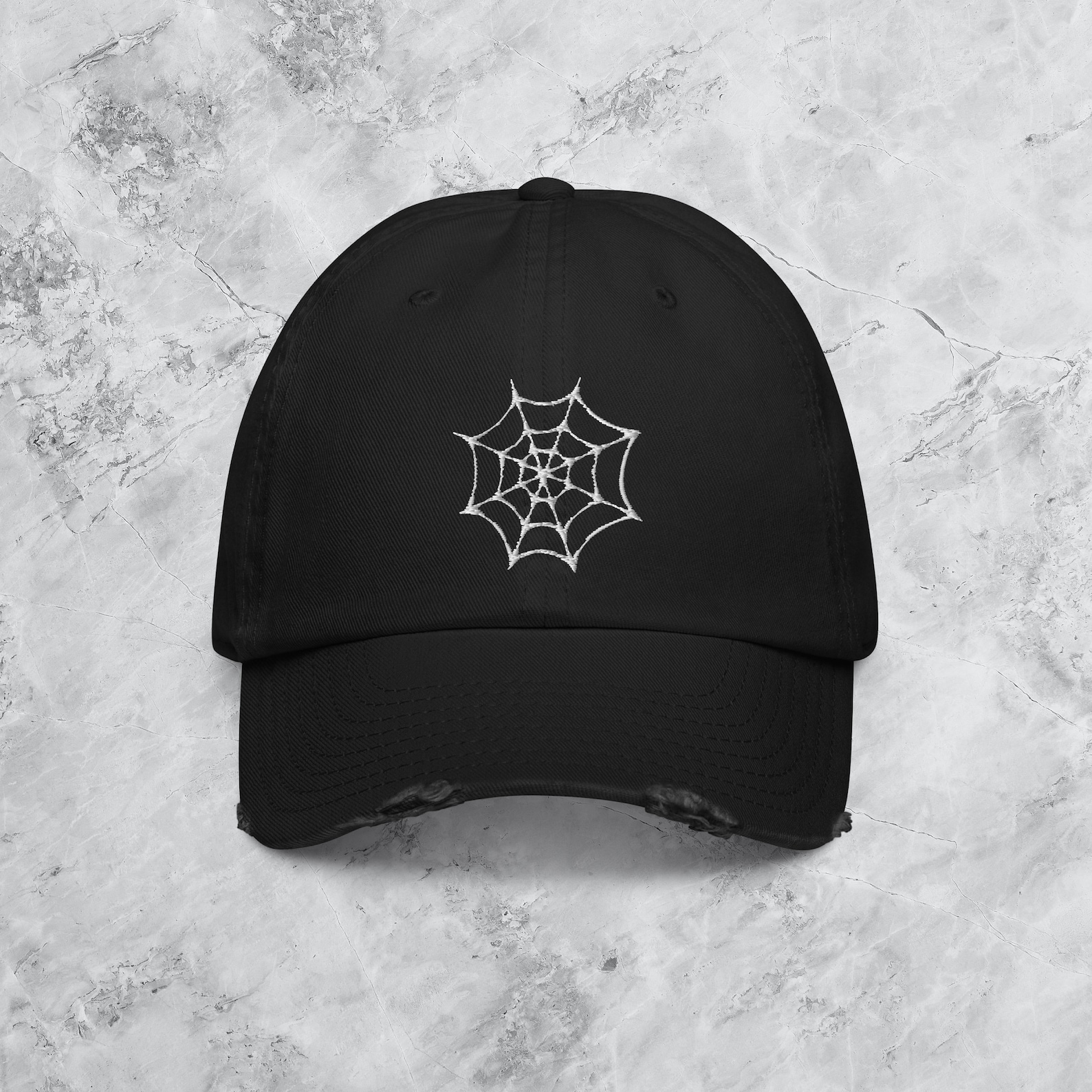 Spider Web Distressed Cap | Dark Streetwear Fashion Goth Emo Punk Gift ...