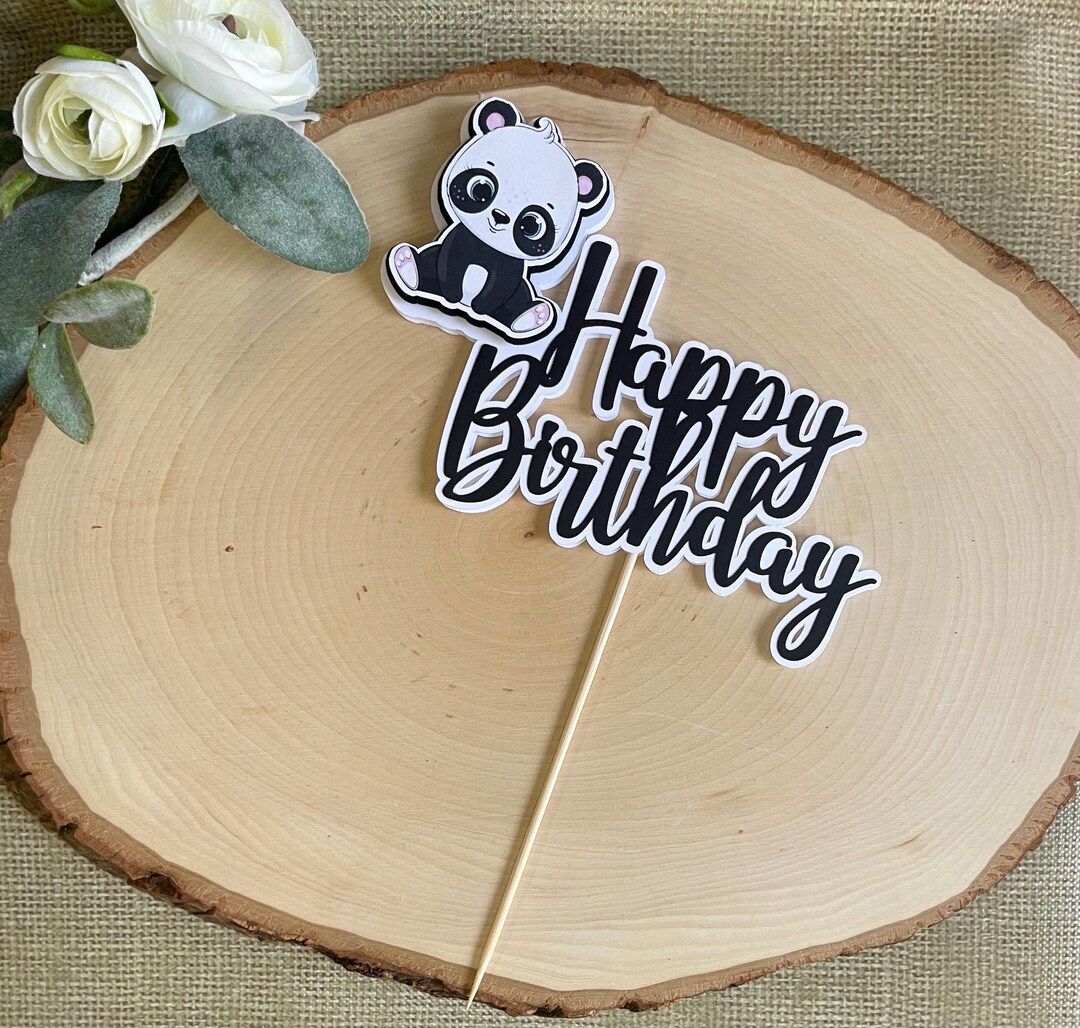 Panda Cake Topper, Happy Birthday Cake Topper, Cake Decor, Party Decor ...