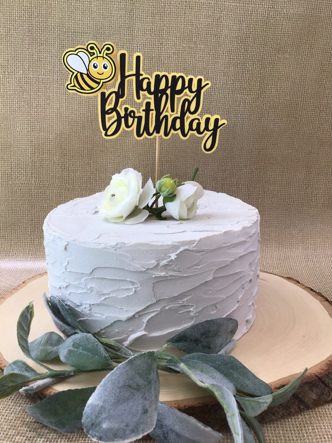 Bee Happy Birthday, Happy Birthday Cake Topper, Cake Decor, Party Decor ...