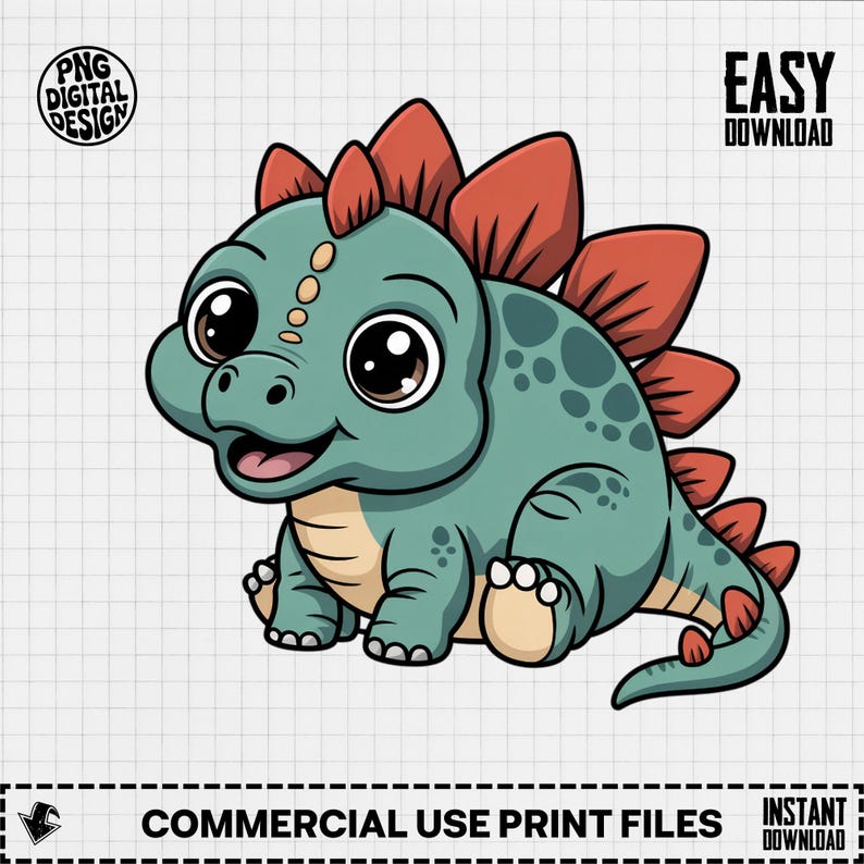 Baby Stegosaurus Clipart, Cute Animal Clipart, Baby Nursery Art ...