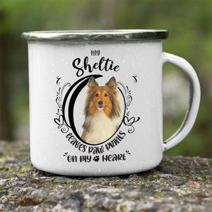 Sheltie Camping Mug Paw Prints on My Heart Stainless Steel Cup Dog ...