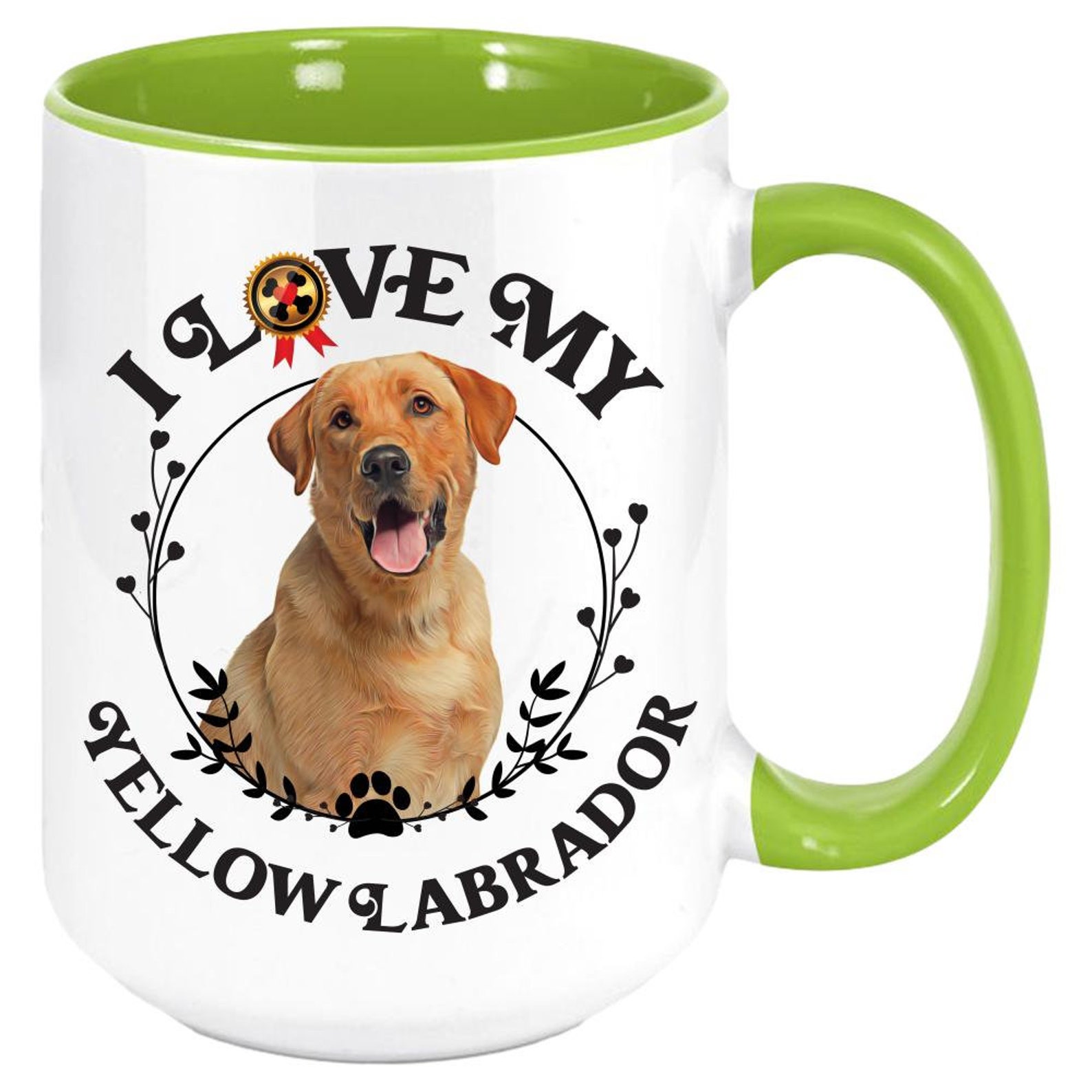 Ceramic Dog Cup Yellow Lab Mug Gift Coffee Mug Custom Pet Dog Art ...