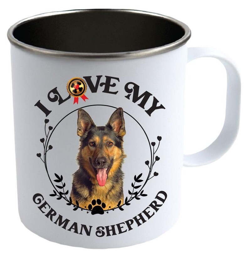 German Shepherd Camping Mug 12oz Camping Cup Outdoors Present Tin ...