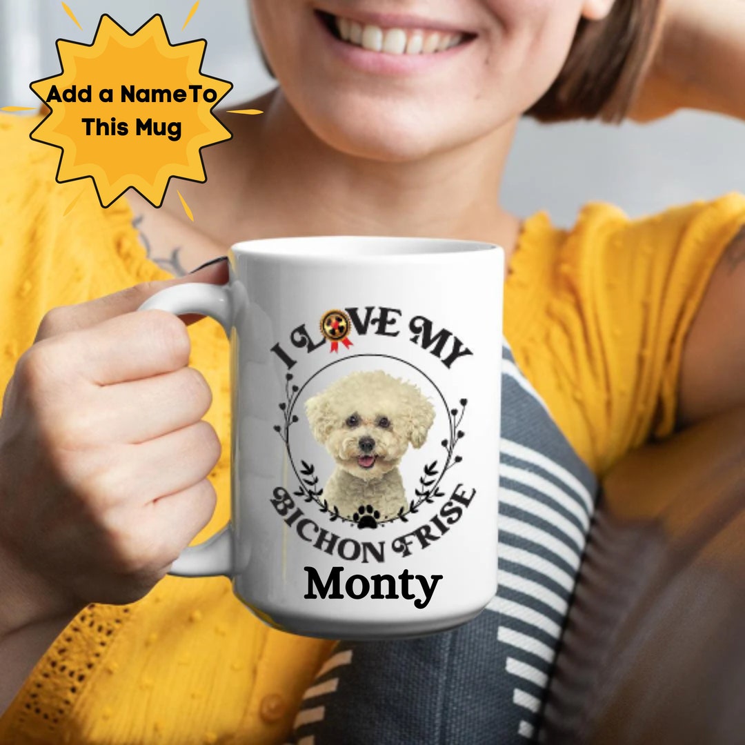 Dog Ceramic Cup Bichon Frise Dog Themed Gift Personalized Ceramic Dog ...