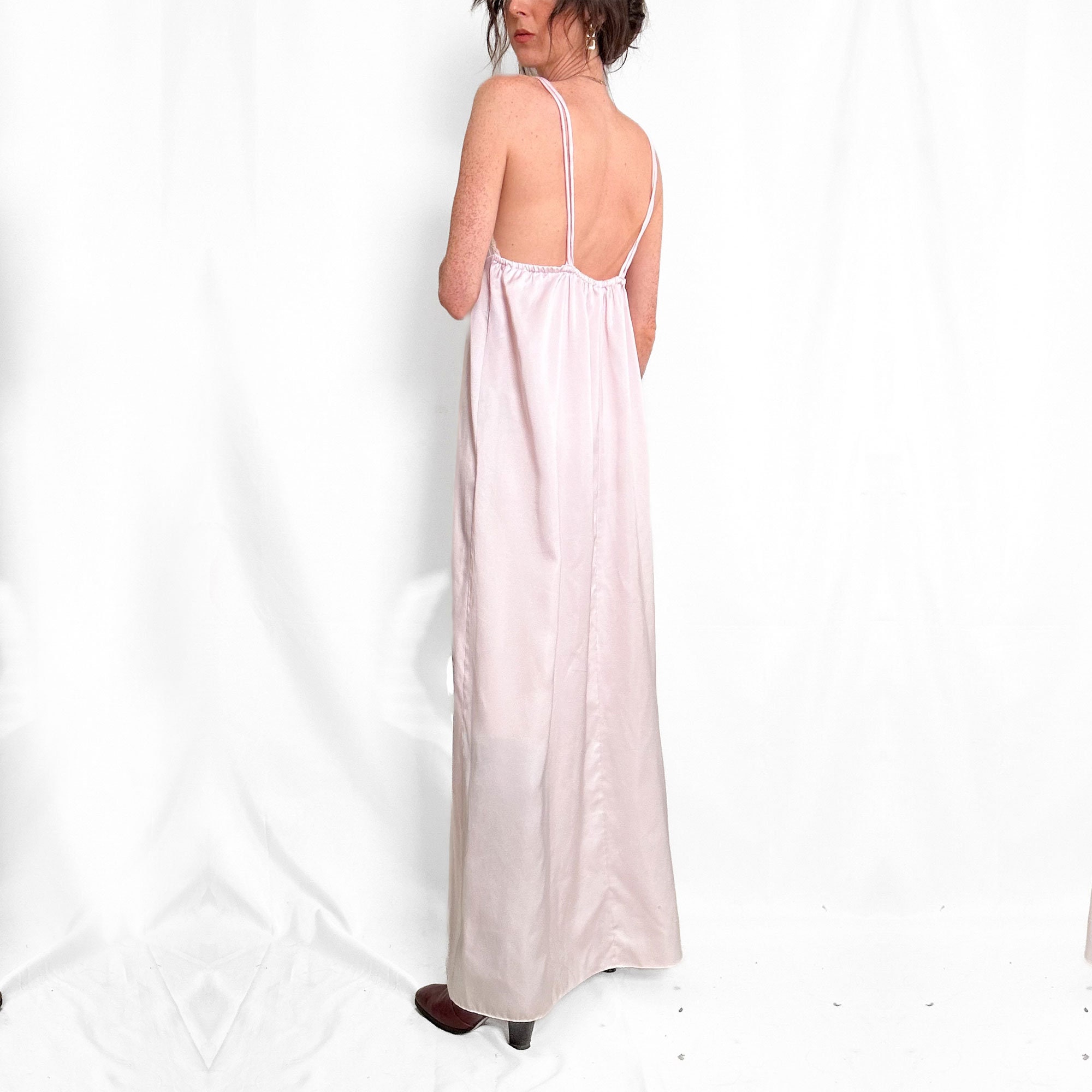Vintage Pink Satin Maxi Slip Dress - Etsy