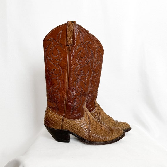 Vintage Python Leather Cowboy Boots - Gem